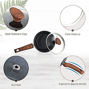 MAISON ARTS 12 Piece Pots and Pans Set Kitchen Cookware Sets Nonstick Granite Cooking Set for Induction & Dishwasher Safe, Oven, Stovetop, Black