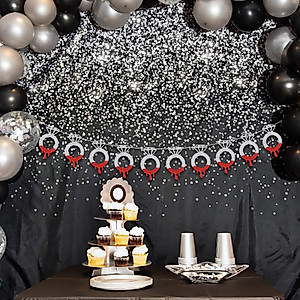 Halloween Ring Banner Blood Horror Bride to Be Garland Engagement Bachelorette Party Spooky October Bridal Shower Decor Silver