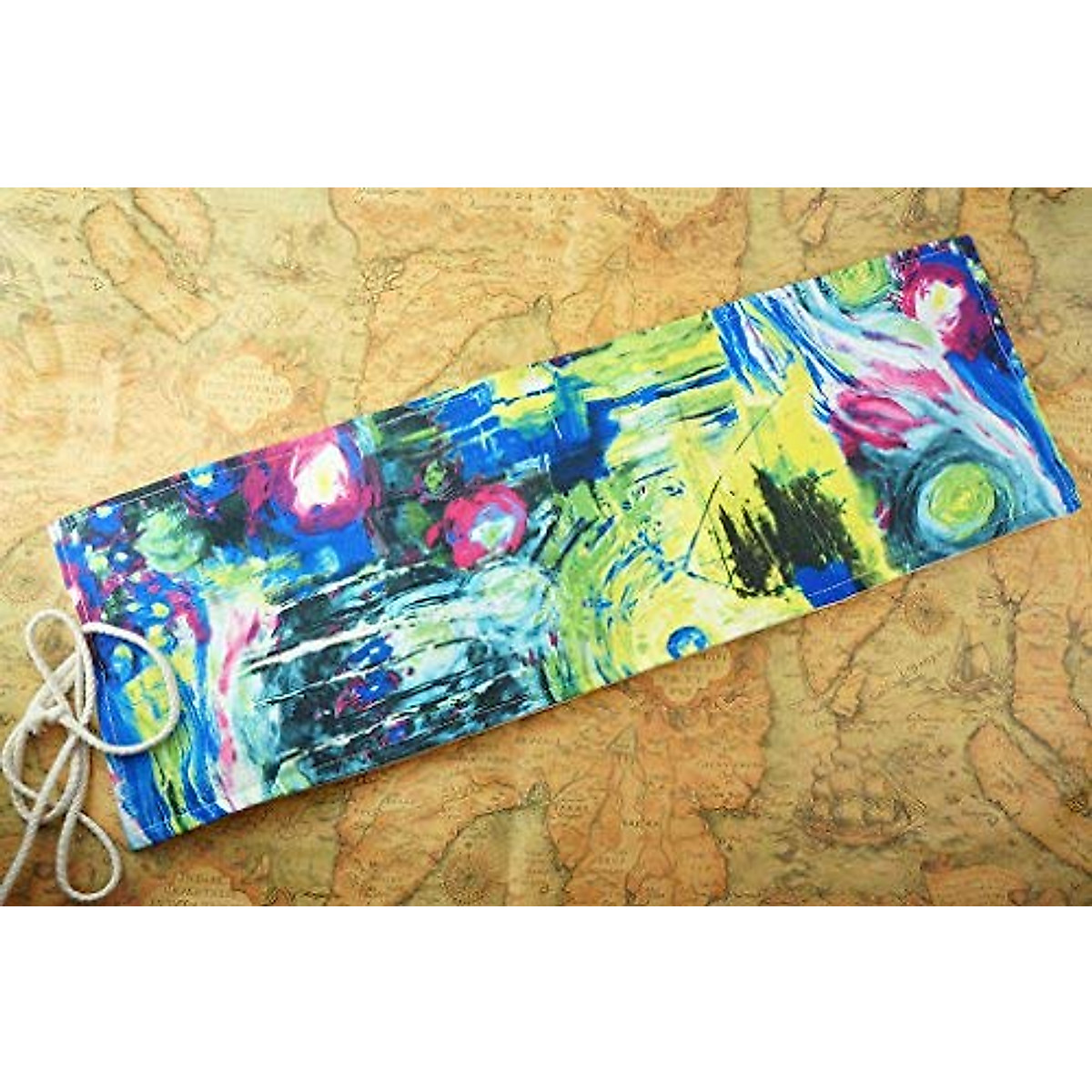 CreooGo Canvas Pencil Wrap, Pencils Roll Pouch Case Hold for 48 Colored Pencils (Pencils NOT Included)-Paniting,48 Holes