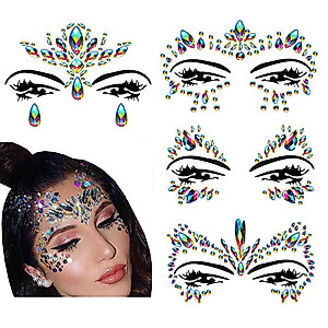 Festival Clothing Rave Accessories Face Jewels Gems Stickers Carnival Mermaid Costume Glitter