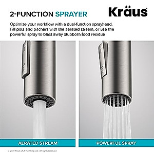 Kraus KPF-2620CH Oletto Single Lever Pull Down Kitchen Faucet, 16 Inch, Chrome