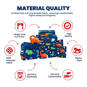 Sapphire Home 6 Piece Dinosaur Twin Bedding Set for Boys, Bed in a Bag, Kids Comforter Set with Bed Sheets, Pillow Case, Toy Pillow, Toddler Bedroom Kit, Dinosaur Room Decor for Boys, Twin Size