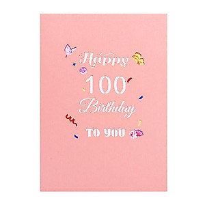 NAVWOD Happy 100th Birthday Card, 100th Birthday Cards for Women, 100th Birthday Gifts for Women, Happy Birthday Card, Pop Up Cards, Pop Up Cards Flowers for Women with Note.
