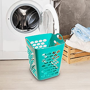 SEDLAV Hamper, Laundry Basket Plastic, Turquoise, 20”, Hampers For Laundry, Dirty Clothes Hamper, Storage For Clothes