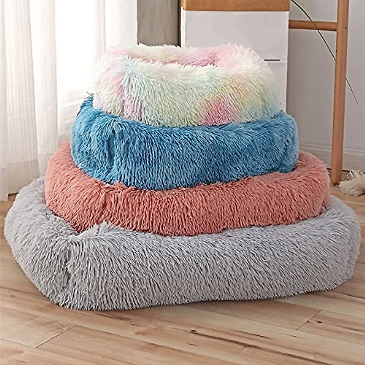 LQUOXH Square Dog Beds Long Plush Pet Beds Cat Mat for Little Medium Large Pets Super Soft Winter Warm Sleeping Mats (Color : LightCoffee, Size : Small)