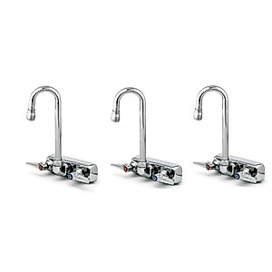 T&S Brass B-1115-132X Work Board Faucet, Wall Mount, 4" Centers, 132X Gooseneck, Lever Handles (Pack of 3)