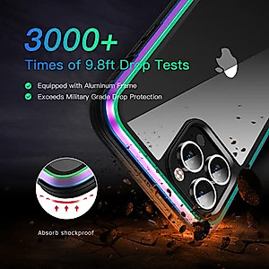 Meifigno Rainbow Series for iPhone 13 Pro Max Case, Military Grade Protection, Color Changing Aluminum Frame, Never Yellow Clear Back, Shockproof Phone Case for iPhone 13 Pro Max, Iridescent