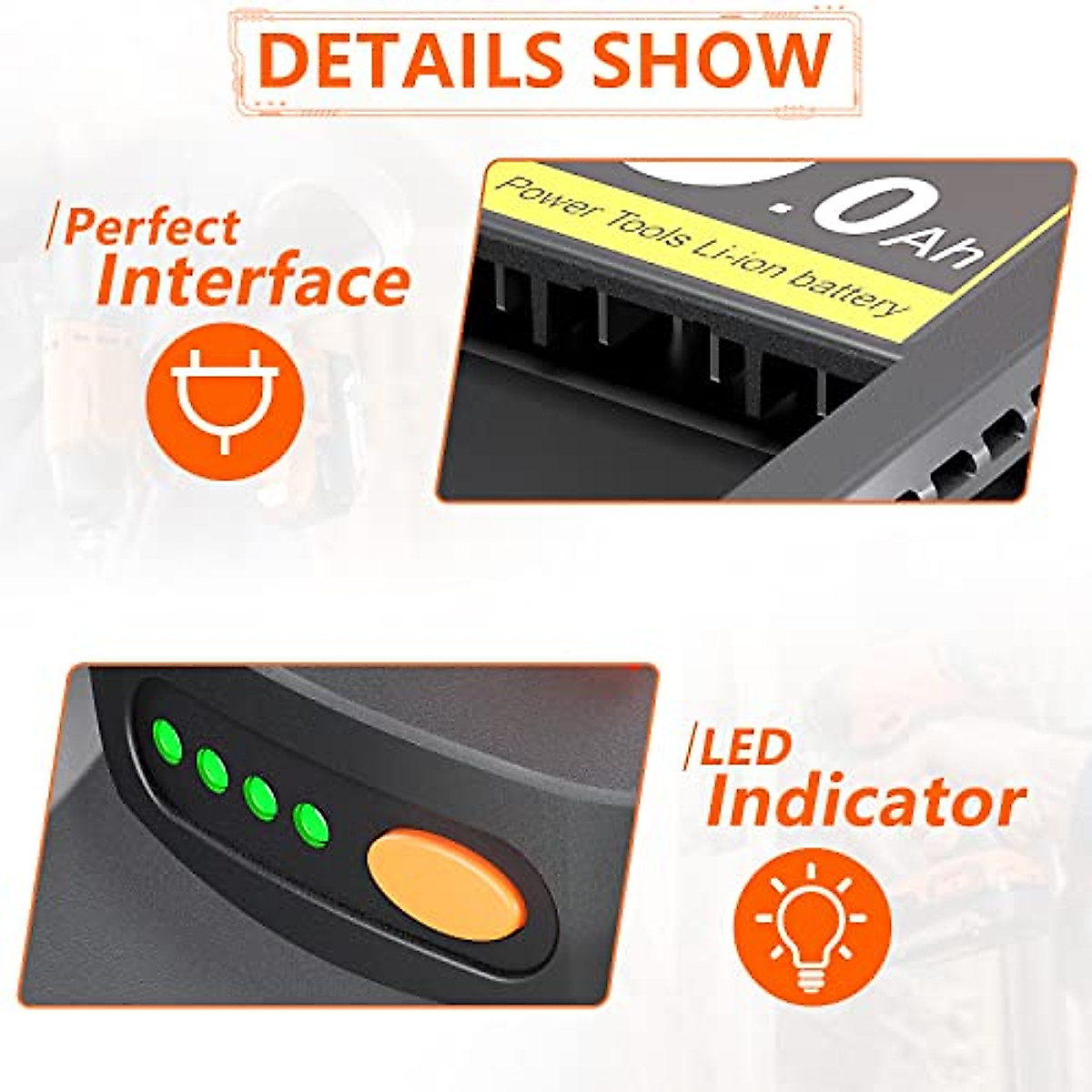[Upgraded] 6.0Ah 18V Replacement Battery Compatible with RIDGID 18V Drill Battery R840085 R840086 R840087 R840083 R840084 AC840087P AC840086 AC840085 Power Tool Replacement Battery for RIDGID (2Pack)
