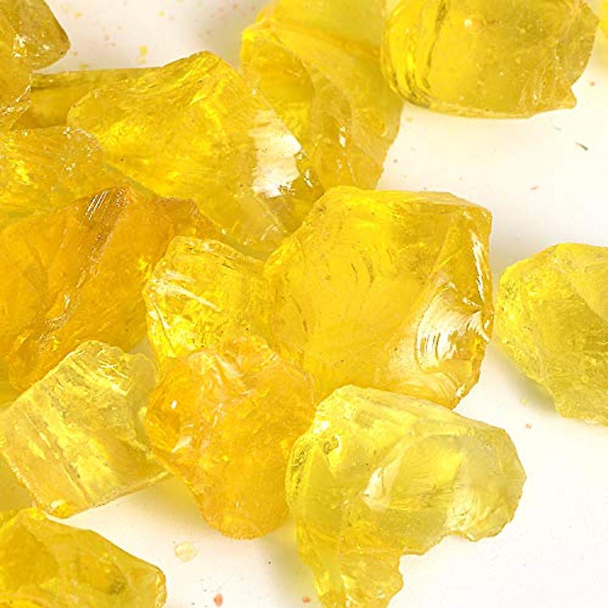 High Luster Reflective Fire Glass Gravel,Fire Gems,Fire Drops,Fire Glass Pebbles Stones Beads Chips for Fire Pit Fish Tank Aquarium Garden,1-2cm,540g/1.19lb (Yellow)