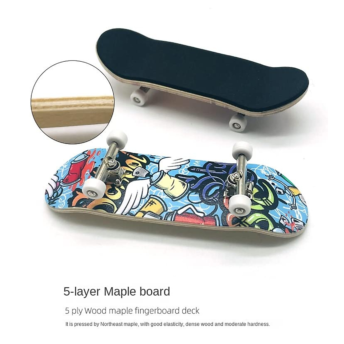 Maple Wooden Finger Skateboard, Professional Fingerboards Wheels with Bearings, Mini Fingerboard Finger Toy for Adults and Kids (AA6)