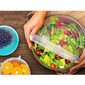 COZY HOME Silicone Lids For Food And Bowls, 6 Pcs Premium Stretch Silicone Lids For Food Storage, 6 Sizes Reusable Stretch Eco Lids For Food And Bowls White