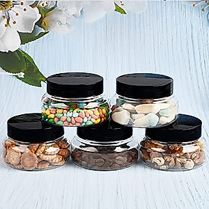 TUZAZO 5 Oz Plastic Container Tuscany Jars with Lids BPA Free, 12 Pack Empty Round Clear Cosmetic Containers Body Butter Jars for Lotion, Cream, Gel, Sugar Scrub