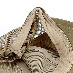 REDSHARKS mens Short Bill Quick Dry Brim Mesh Back Trucker Baseball Dad Cap, Khaki, 7