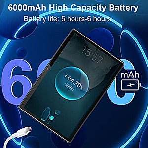 Tablet with Keyboard, Newest 2 in 1 Tablet 10 inch Android 11 Tablet, Quad-Core Processor, 64GB+4GB, 128GB Expandable, 2.4+5G WiFi, Dual Camera, 6000mAh, Bluetooth, GPS (Blue)