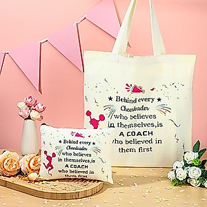 Paterr 2 Pack Cheer Bags for Cheerleaders Cheerleading Gifts Canvas Tote Bag for Women Teams Goodie Stuffers Party Supplies(White)