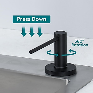 Gappo Upgraded Matte Black Soap Dispenser for Kitchen Sink, Stainless Steel Countertop Pump, Built in Sink Soap Dispenser with 47" Extension Tube kit