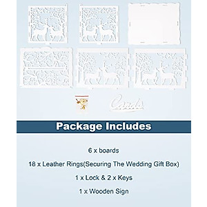 BestYiJo Wedding Card Box With Locks, Large Vintage Diy Gift Box For Wedding Reception Anniversary Baby Gift, Money Box, 11.8 X 9.5 X 8.9 (White)