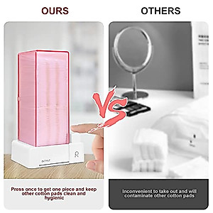 Automatic Cotton Pad Holder, Square Press Out Cosmetic Cotton Makeup Removers Pad Holder, Makeup Cotton Organizer Container Dispenser Storage Display Rack