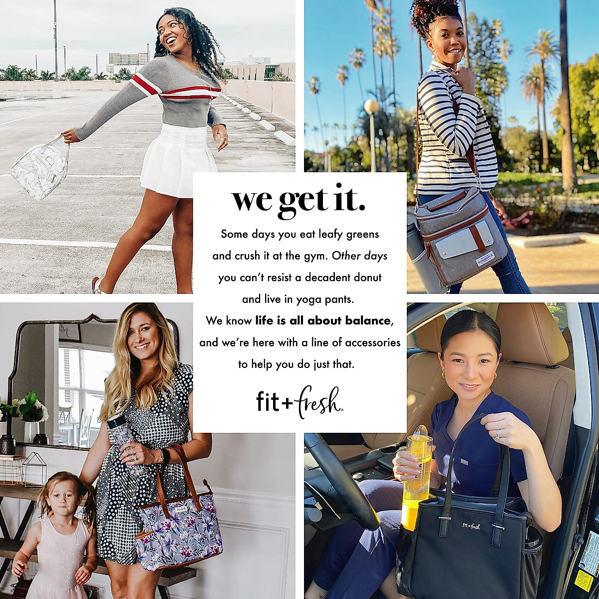 Fit & Fresh Insulated Lunch, Work, School Bag, Travel Purse, Navy