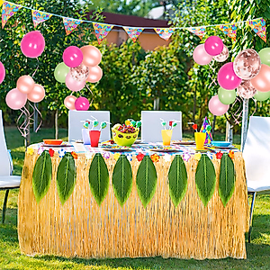 Tropical Luau Birthday Party Balloons, 60 pcs Pink Green Rose Gold Confetti Balloons with Palm Leaves for Tropical Birthday Party Hawaii Luau Summer Party Decoratoins.