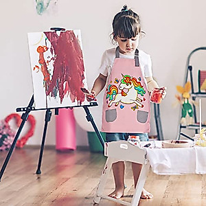 FUSOTO Unicorn Kids Aprons for Girls, Kids Cute Kitchen Cooking Apron for Ages 6-12, Kids Artist Painting Apron with Pockets, Arts and Crafts for Kids, Unicorns Gifts for Girls