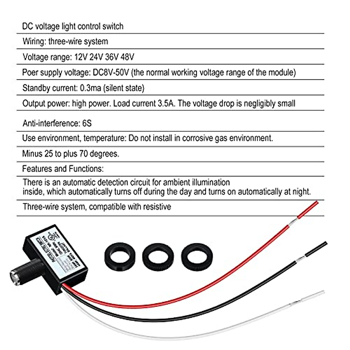 4 Pack 120V AC Photoelectric Switch Light Control Sensor Button Switch with Automatic Illumination Detection Circuit,Dusk to Dawn Senso