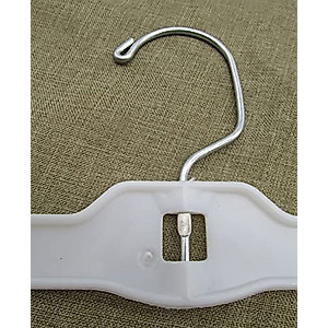 NAHANCO 1602RC Plastic Skirt/Pant Hanger with Short Metal Swivel Hook and Pinch Clips, Jumbo Weight, 14", White (Pack of 100)