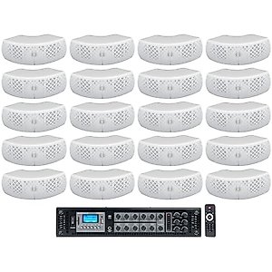 Rockville RCS650-6 650w 6 Zone 70v Commercial/Restaurant Amplifier Bundle with (20) Rockville Wet-D4 White Dual 4" Speakers