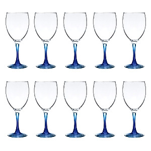 DISCOUNT PROMOS Nuance Wine Glasses by ARC 10.5 oz. Set of 10, Bulk Pack - Restaurant Glassware, Perfect for Red Wine, White Wine, Cocktails - Blue