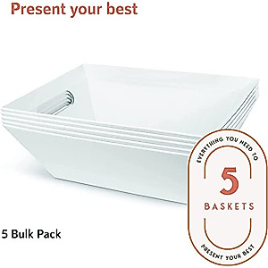 [5PK] Large White Baskets For Gifts Empty To Fill | Bulk White Gift Basket- 10x12” Basket | Christmas, Valentines, Wedding, Easter | Shelf Basket, Organizing | Gift To Impress - Upper Midland Products