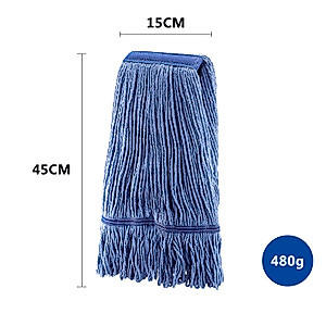(3 Pack) Mop Head Replacement, Mop Heads Commercial ,Blue Cotton Looped End String, Wet Industrial Cleaning Vintage Mop Head Replacements Refill, Swinger Loop Mop, for Heavy Duty Mop Heads,Light Blue