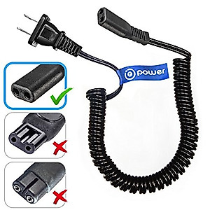 T-Power Charging Cord for Philips Phillips Norelco, Remington, Grundig, Braun, Eltron Shaver Power Lead Electric Shavers Razors Cable Universal Shaver Cord, Coiled Check Model List