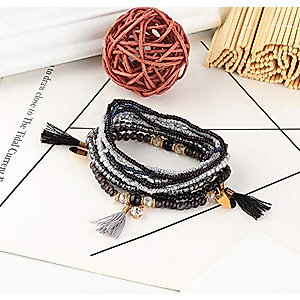 MILACOLATO 6Sets Boho Bead Bracelets Set Multilayered Stackable Bracelets Comfortable Stretch Bracelets Multicolor Bohemian Charm Bracelets for Women Girls