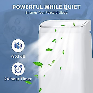 DENBIG Portable Air Conditioner, 15,000 BTU Portable AC Unit with Built-in Dehumidifier and Multi-speed Fan for Room up to 500-700 Sq. Ft, Remote Control, 24-Hour Timer, and Installation Kit, White