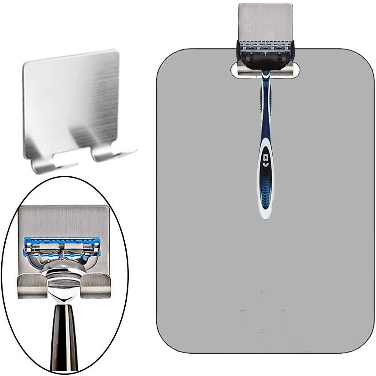 Funerom 7.1x9.9 inch Fogless Bathroom Shaving Mirror Includes 2 Adhesive Hooks 1 Anti-Fog Film Anit-Fog Shower Mirror Frameless Portable Square