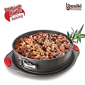 Boxiki Kitchen 10 Inch Nonstick Springform Pan, Professional Spring Form and Cheesecake Baking Mold, Leakproof Cake Pan With Silicone Handles