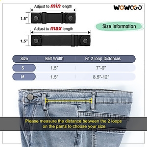 WOWOGO 2 Pack No Buckle Belts for Men Women Side Belt Elastic Stretch Adjustable Invisible Belt Fits 1.5 Inch Belt Loops