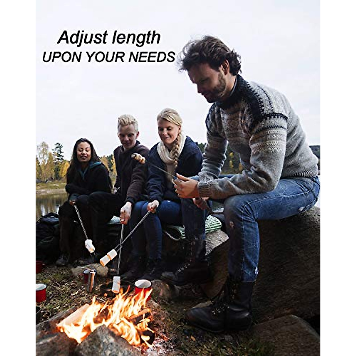 Marshmallow Roasting Sticks for Campfires, Campfire Roasting Sticks Long for Kids, Smores Sticks for Fire Pit Extendable 32inch|Set of 5