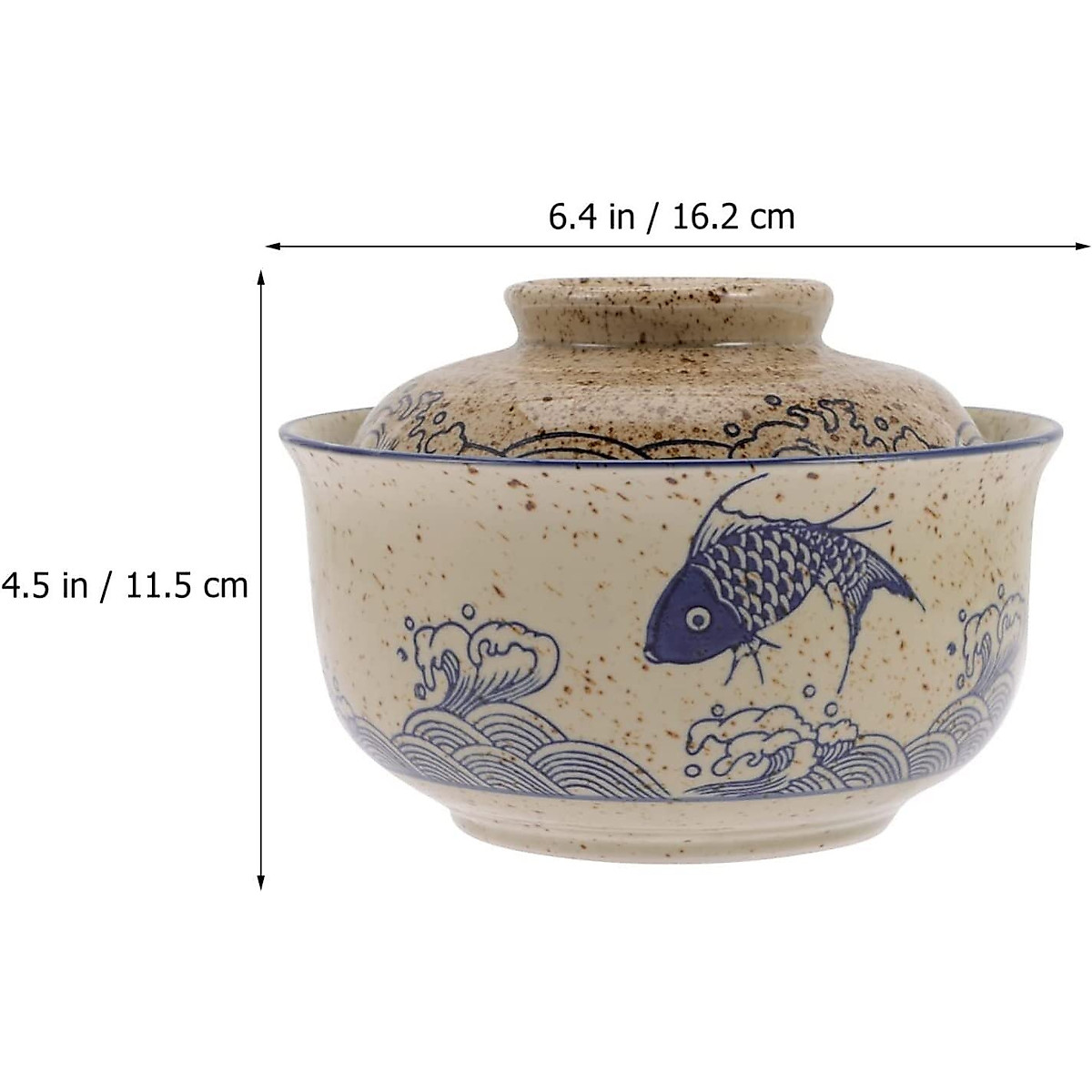 OIDESA Big Ramen Bowl Japanese Noodle Bowls with Lid Large Ceramic Bowl with Lid and for Soup Rice Noodle and Porridge Microwave Oven Safety 6. 5inch