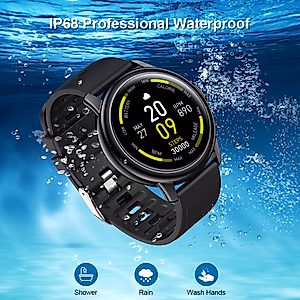 Cillso Smart Watch for Men, IP68 Waterproof Fitness Tracker, Smartwatch for Android iPhone Phones, Activity Tracker with Heart Rate and Sleep Monitor, 24 Sports Modes, Pedometer, Black