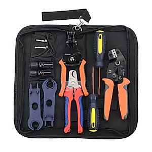 IWISS iCrimp Solar PV Cable Crimping Tool Kit for 2.5/4/6mm² with Stripper,Cutter, Solar Spanner and Solar Connectors