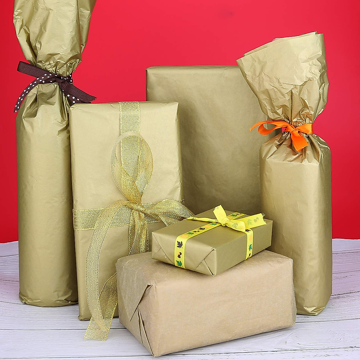 SAVITA 100 Sheets 35x50cm/14x20 Inch Gold Metallic Tissue Paper, Metallic Gift Wrapping Tissue Paper for Christmas Weddings Birthday Party Showers DIY Arts Crafts