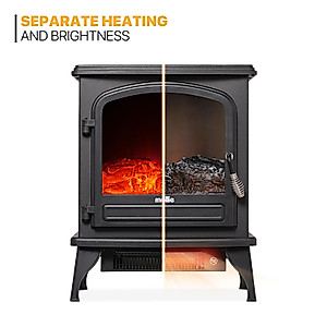 mollie 21-Inch Electric Fireplace Stove 1500W Portable Indoor Freestanding Fireplace Heater with Flame Effect and Adjustable Temperature, Overheating Protection (Black)