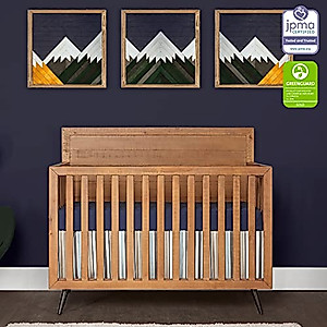 Evolur Stilnovo Mid Century 4-in-1 Convertible Crib in Sugarcane, Greenguard Gold Certified, 3 Mattress Height Settings, Modern Nursery, Wooden Furniture