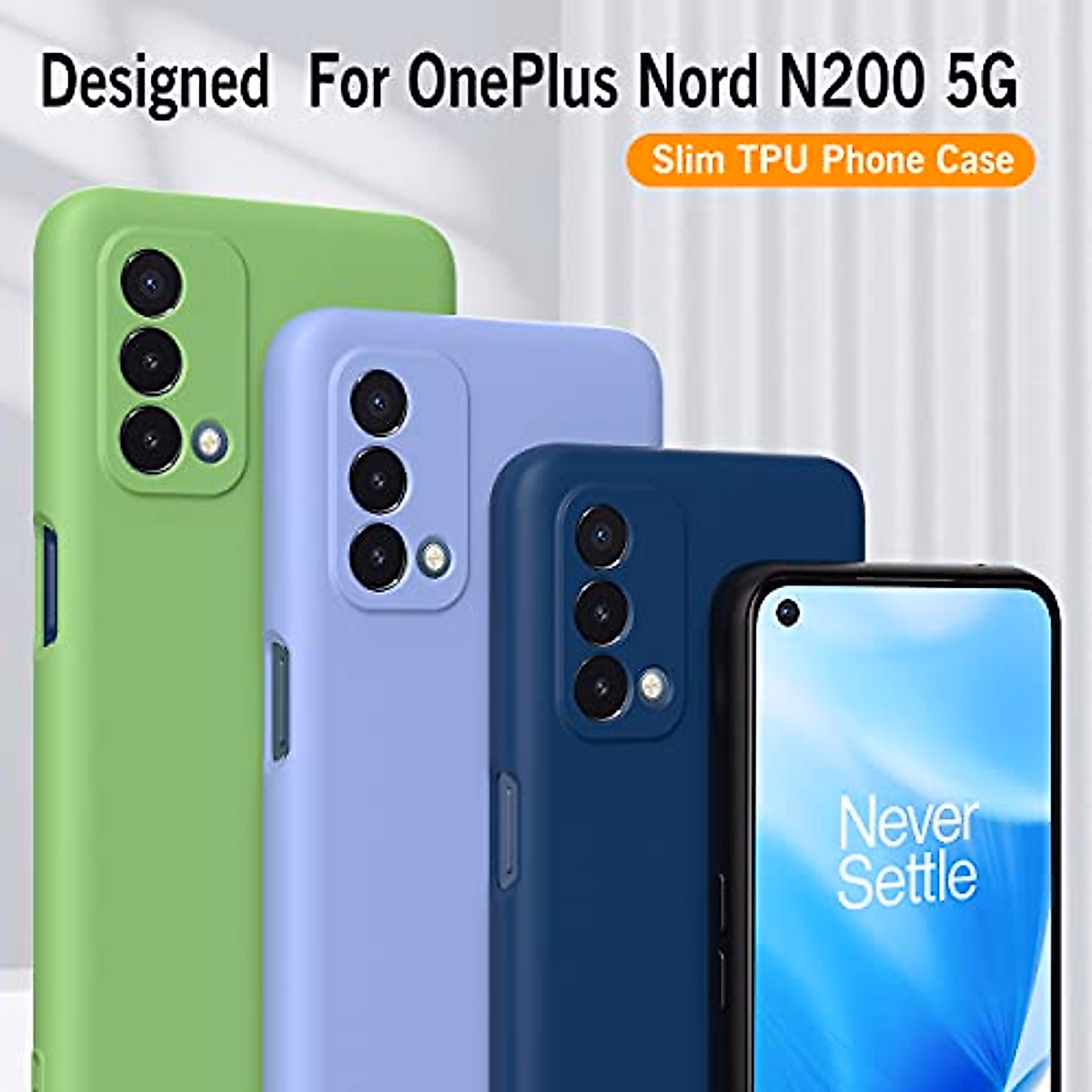 Foluu for OnePlus Nord N200 5G Case, Liquid Silicone Gel Rubber Bumper Case with Soft Microfiber Lining Cushion Slim Hard Shell Shockproof Protective Cover for OnePlus Nord N200 5G 2021 (Purple)