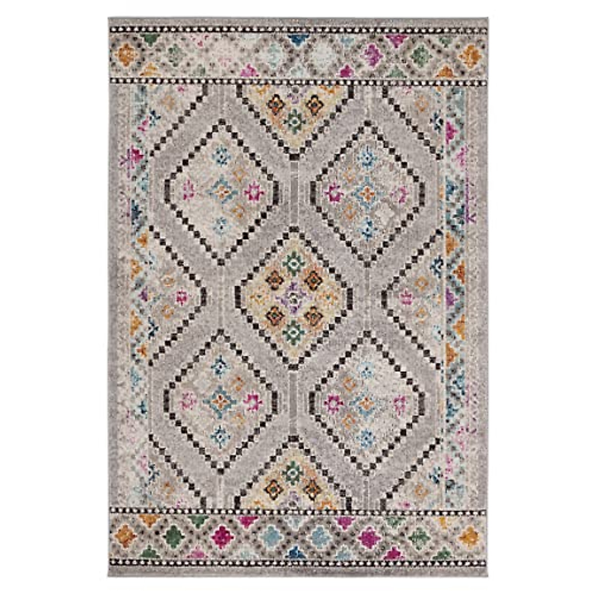 SAFAVIEH Madison Collection Area Rug - 8' x 10', Grey & Beige, Boho Tribal Distressed Design, Non-Shedding & Easy Care, Ideal for High Traffic Areas in Living Room, Bedroom (MAD481F)