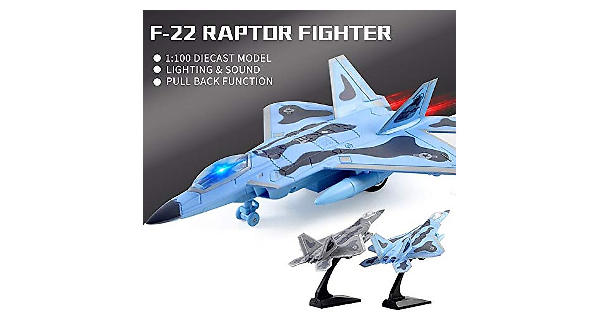 F-22 Raptor Diecast Model - Interactive Pull-Back Toy & Display Collectible