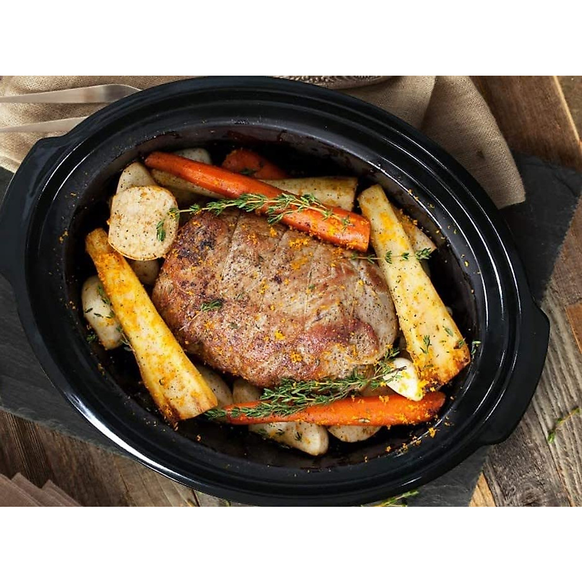 7 Quarts Oval Slow Cooker, 3 Heating Setting, Dishwasher-safe Stoneware Pot and Glass Lid, Sleek Stainless Steel Design