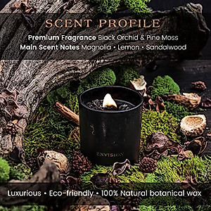 Deep Eden Scented Candle, Wood Wick, 7.4 Oz, Black - Luxurious, Powerful Manifestation Candle - Hand Poured Crystal Candle with Natural Soy, Coconut and Beeswax - Essential Oils and Exotic Fragrance