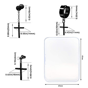 ONESING 15 Pairs Earrings for Men Black Stud Earrings Mens Earrings Stainless Steel Earrings for Men Women Jewelry Piercing Men Earrings Set